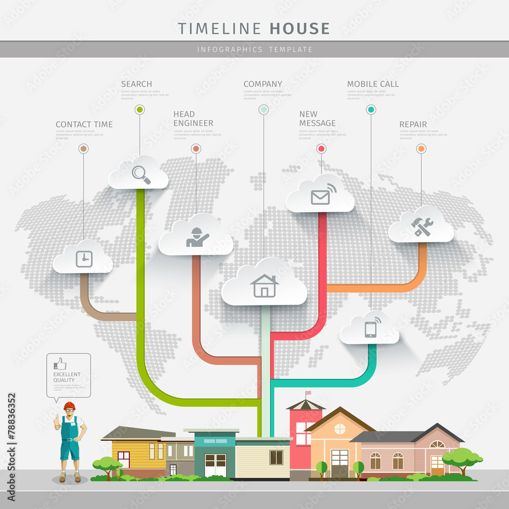 Timeline Info graphic house constructions design Stock Vector | Adobe Stock