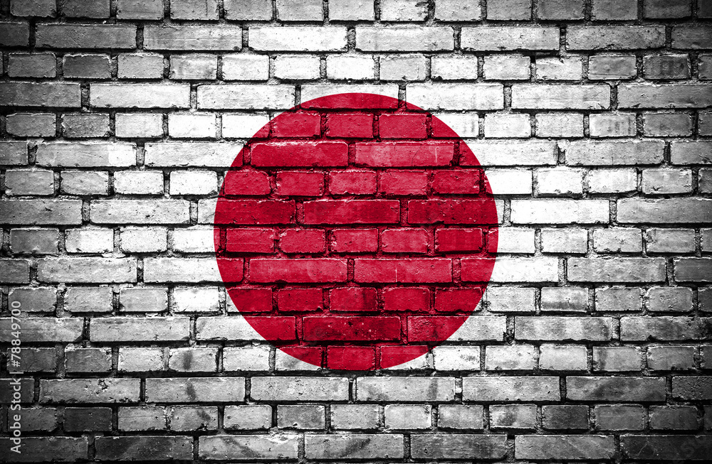 Brick wall with painted flag of Japan Stock Photo | Adobe Stock