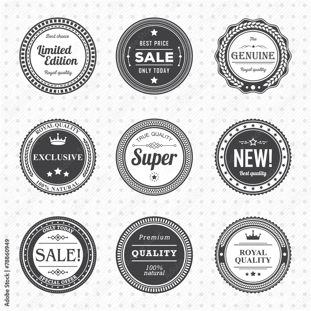 Set of vintage black and white labels. Templates icons Stock Vector ...