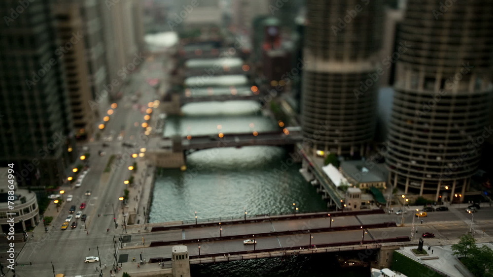 Downtown Chicago River - Tilt Shift Stock Video | Adobe Stock