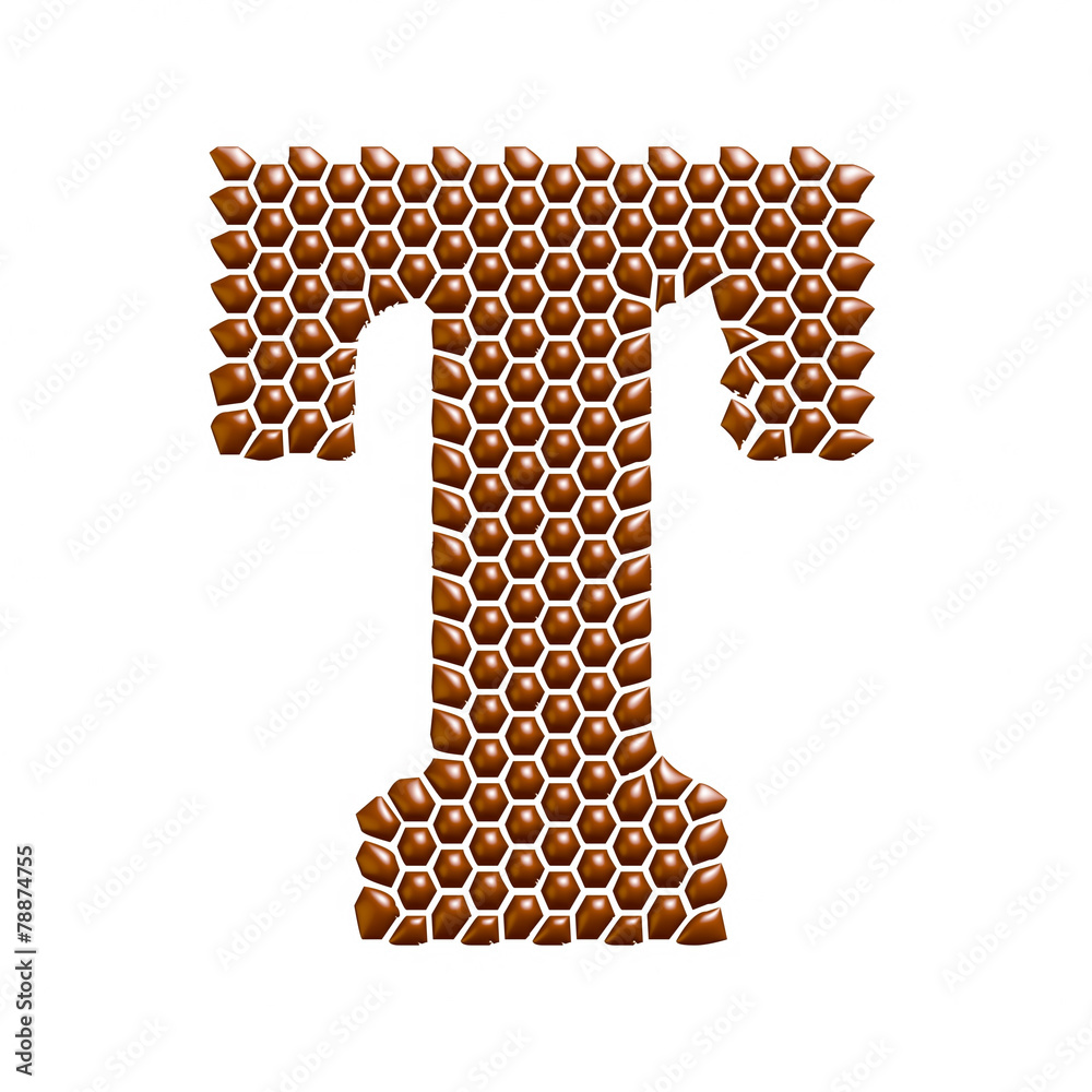 Chocolate dot spotted alphabet letter T on white background. Stock ...