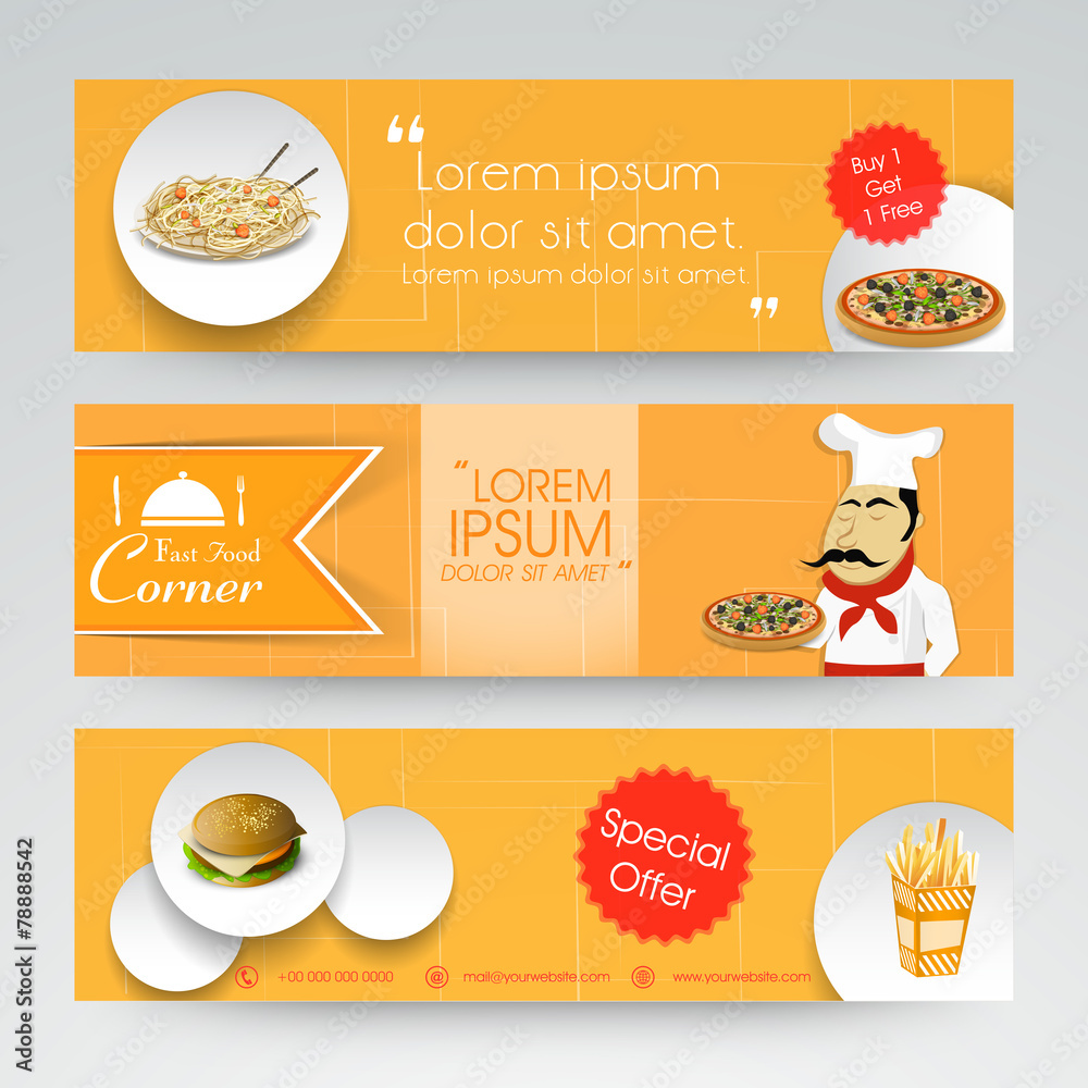 Website header or banner set for Fast Food Corner. Stock Vector | Adobe ...