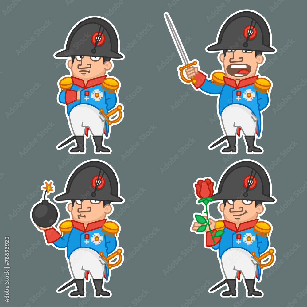 Napoleon Bonaparte character in various poses Stock Vector | Adobe Stock
