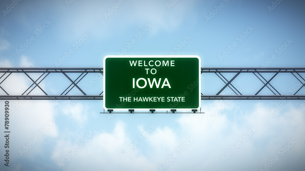Iowa USA State Welcome to Highway Road Sign Stock Photo | Adobe Stock