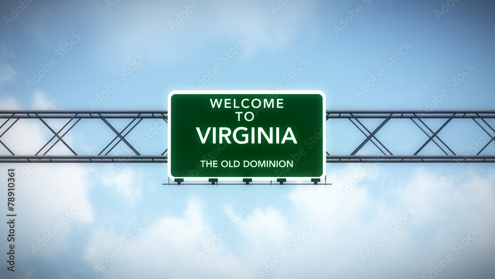 Virginia USA State Welcome to Highway Road Sign Stock Photo | Adobe Stock