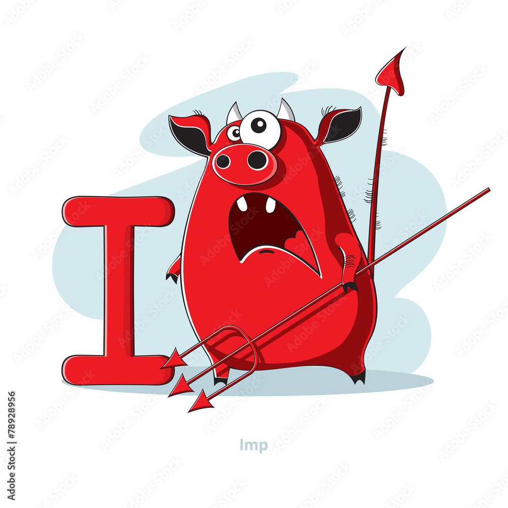 Cartoons Alphabet - Letter I with funny Imp Stock Vector | Adobe Stock
