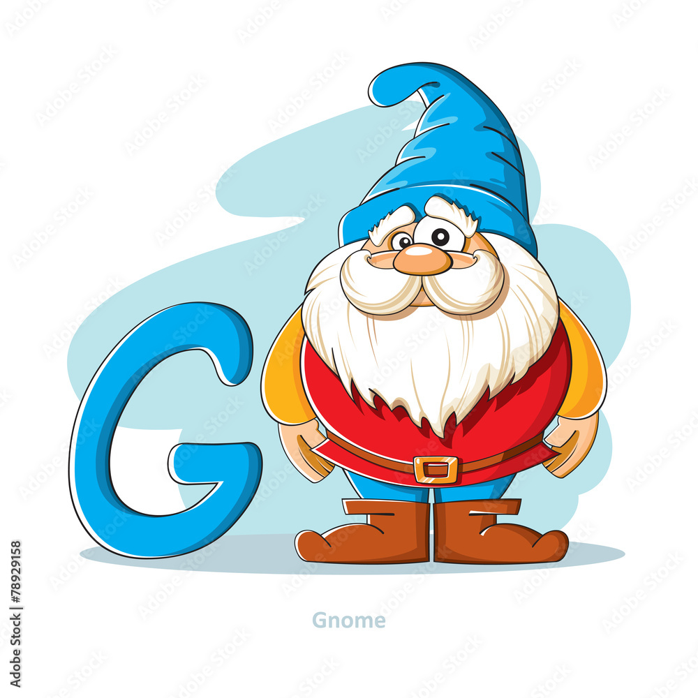 Cartoons Alphabet - Letter G with funny Gnome Stock Vector | Adobe Stock