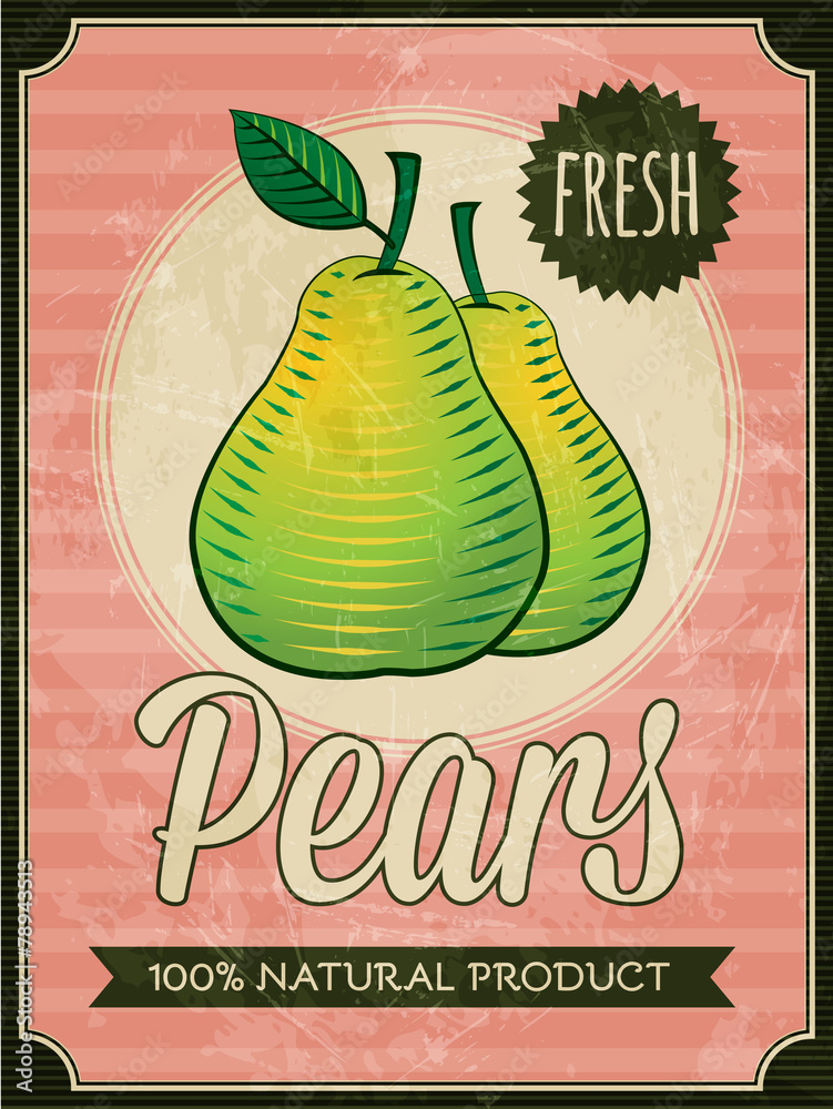 vector vintage styled fresh pears poster Stock Vector | Adobe Stock