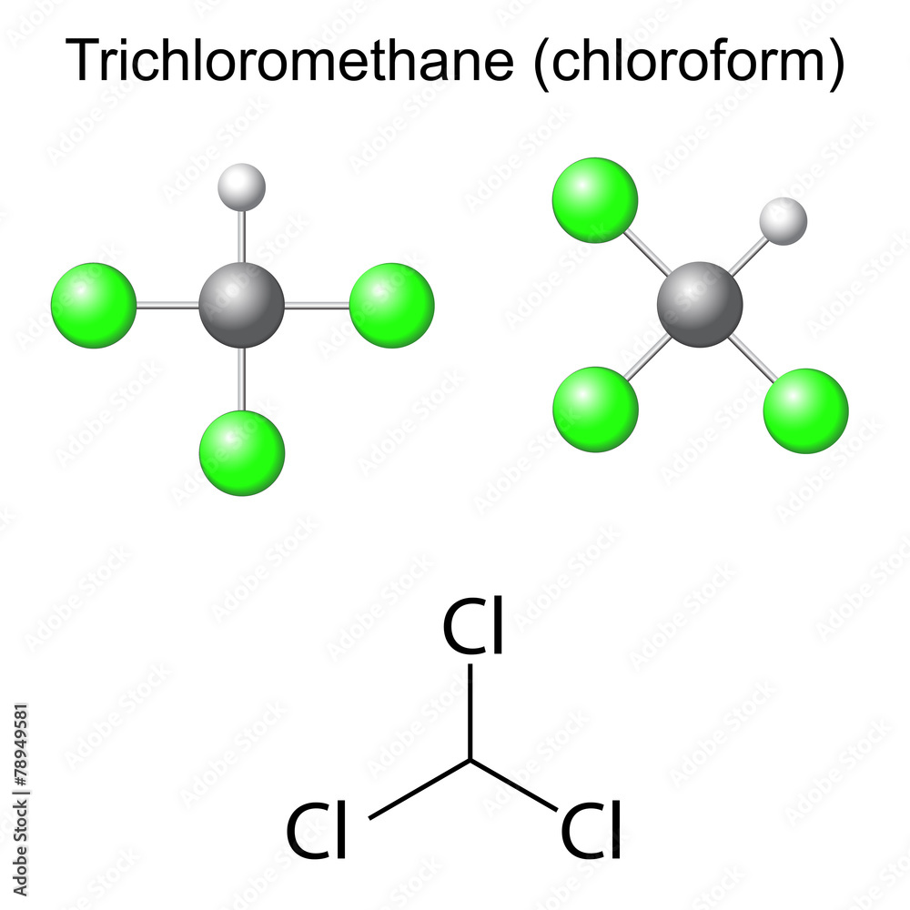 Structural chemical formula and model of chloroform molecule Stock ...