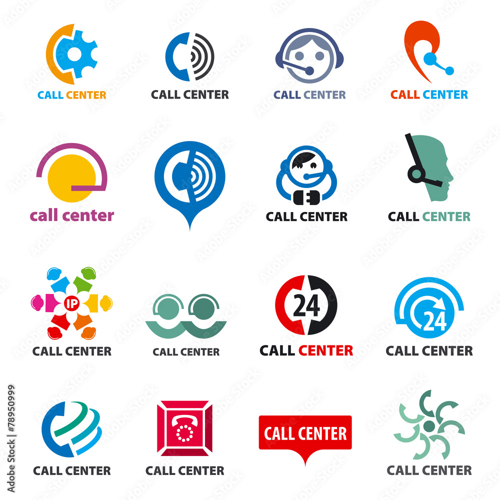 big set of vector logos call center Stock Vector | Adobe Stock