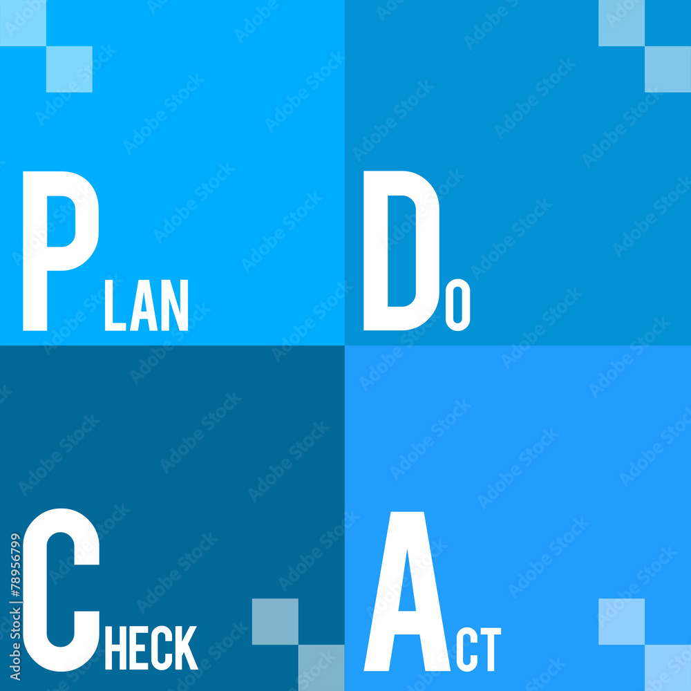 PDCA - Plan Do Check Act Four Blue Blocks Stock Illustration | Adobe Stock