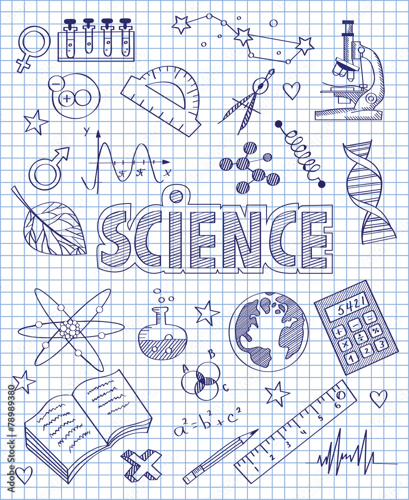 Hand drawn science set Stock Vector | Adobe Stock