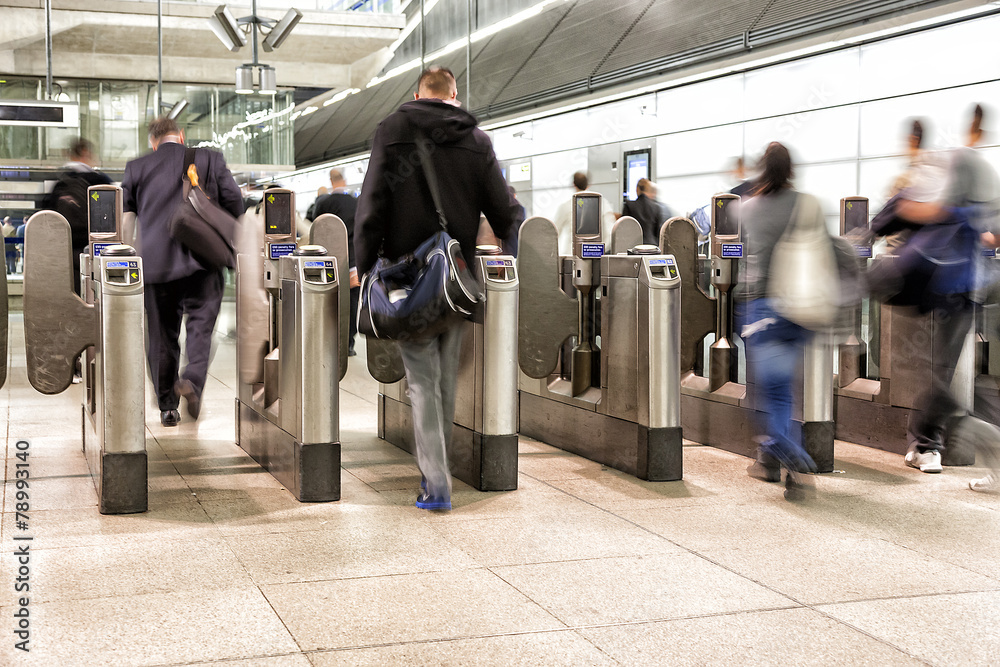 People walking into subway Stock Photo | Adobe Stock