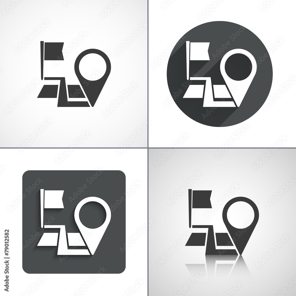 Navigation, start point, end point icons. Stock Vector | Adobe Stock
