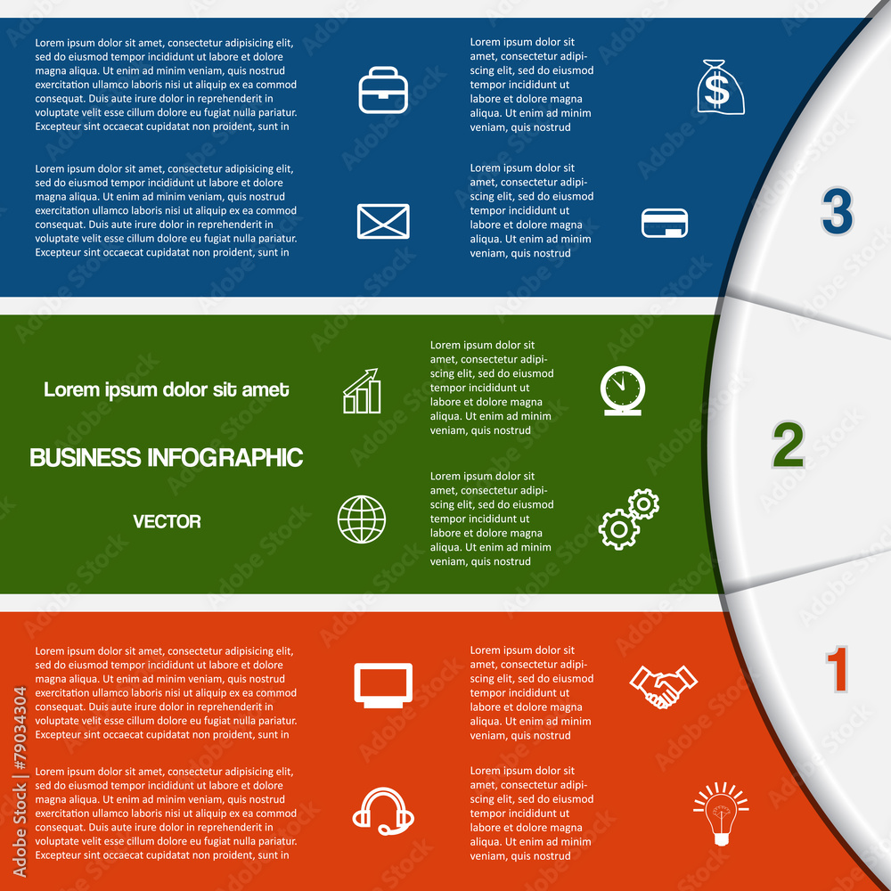 infographic template with text areas on three positions Stock Vector ...