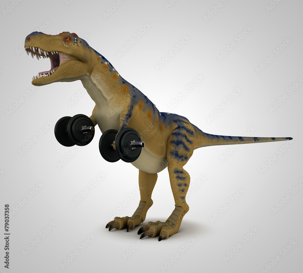 T-Rex lifting weights Stock Illustration | Adobe Stock