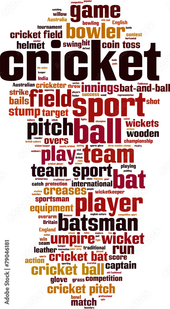 Cricket word cloud concept. Vector illustration Stock Vector | Adobe Stock