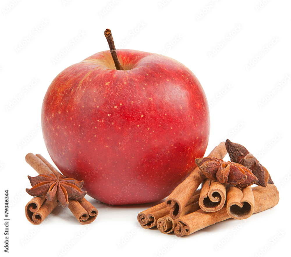 Apple, anise and cinnamon isolated Stock-Foto | Adobe Stock