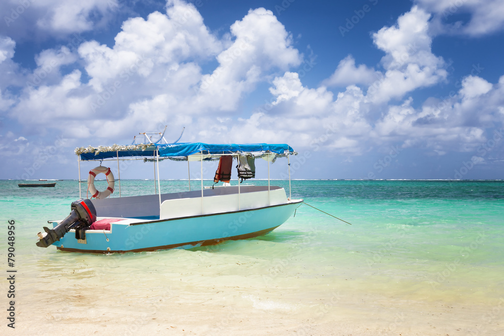 sub charter boat on the sea in mautitius tropical island Stock Photo ...