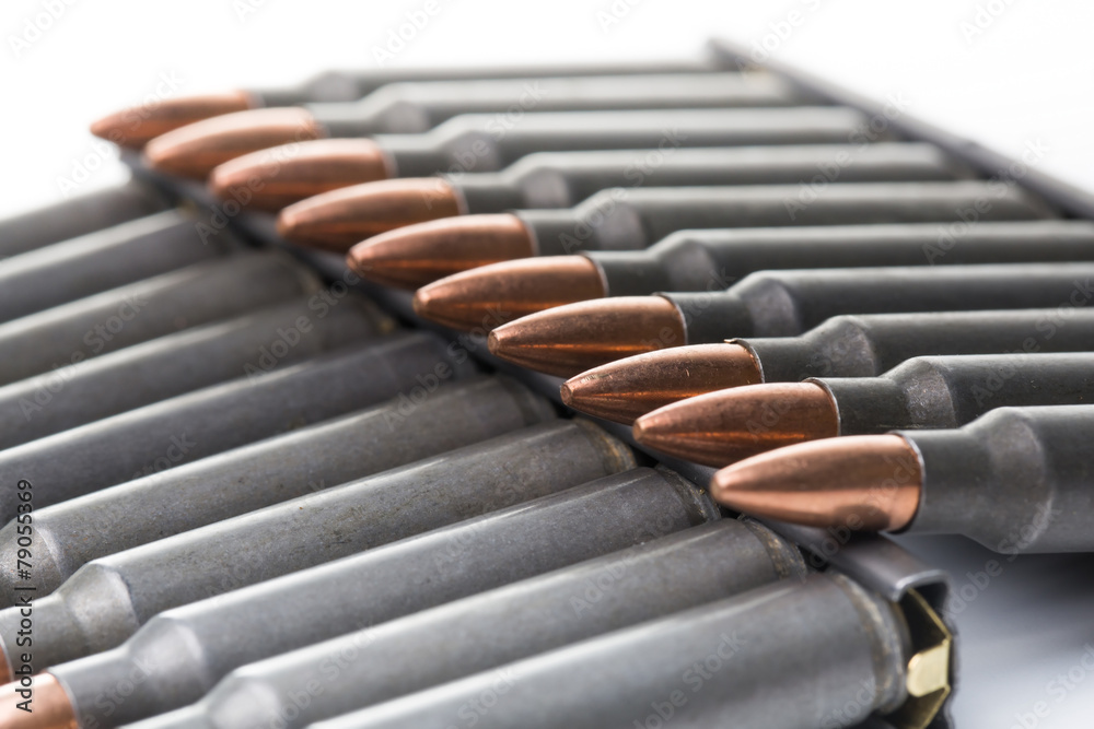 ar15 m16 m4 kalashnikov cartridges with ammo clip isolated on wh Stock ...