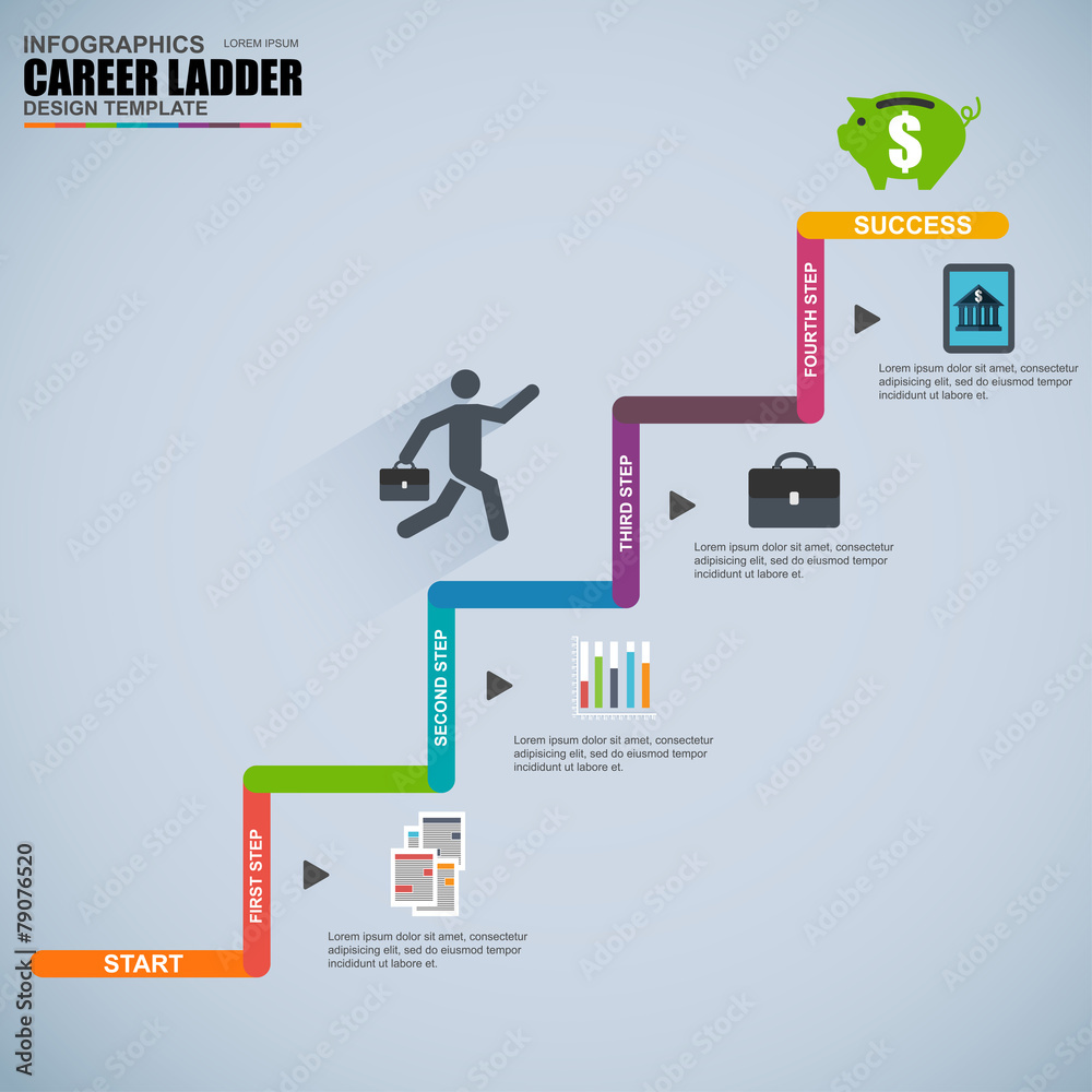 Infographics business career ladder vector design template Stock Vector ...