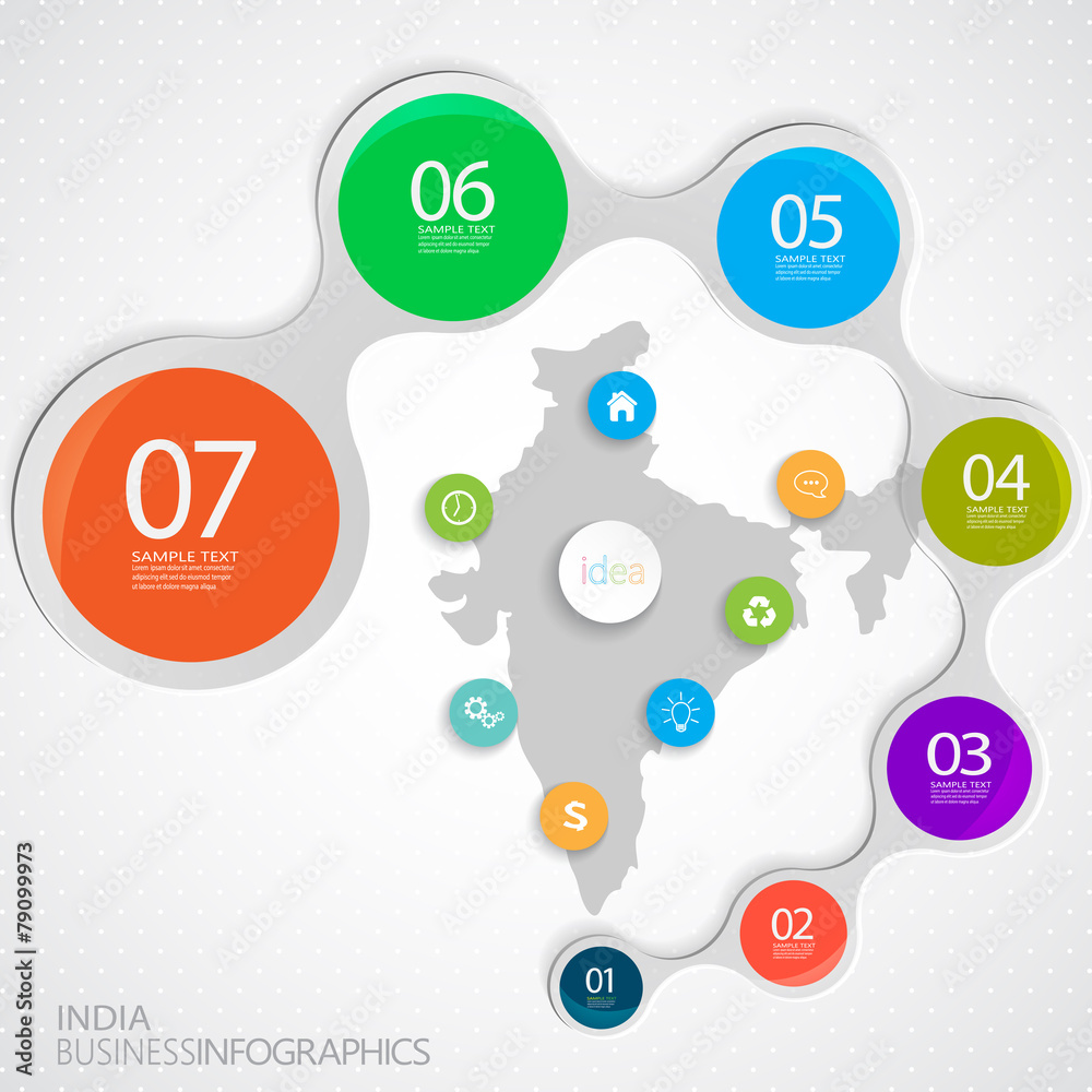 India Map And Elements Infographic Vector Illustration Stock Vector