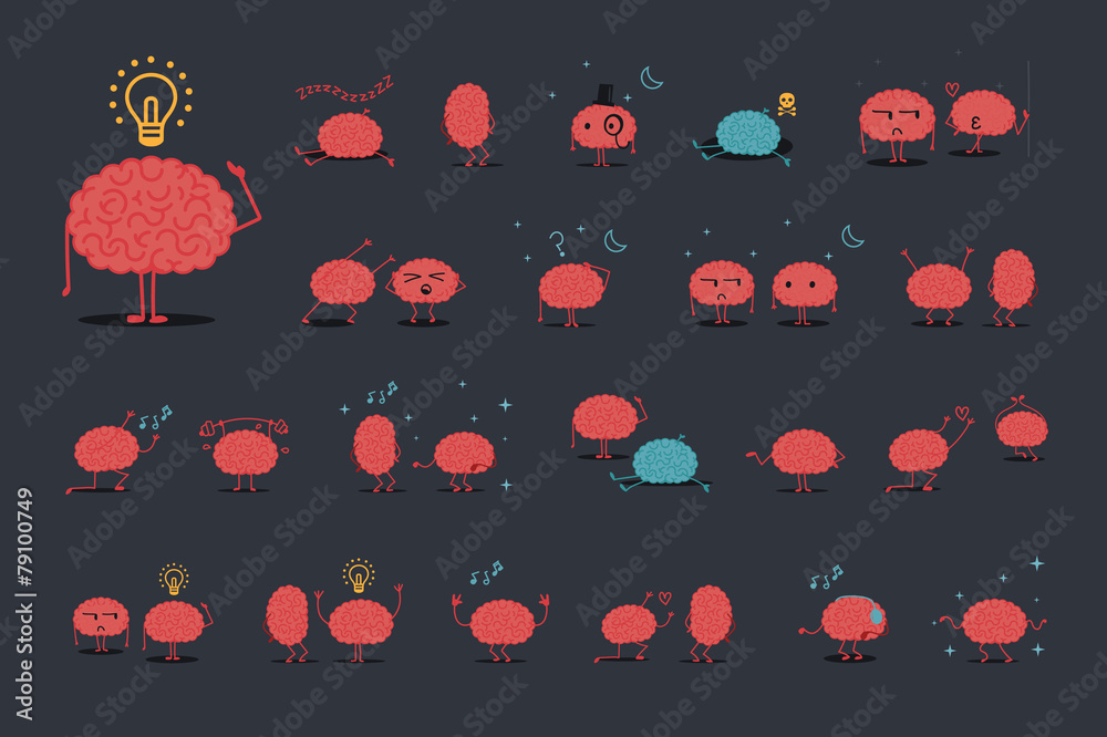 Brain Character set Stock Vector | Adobe Stock
