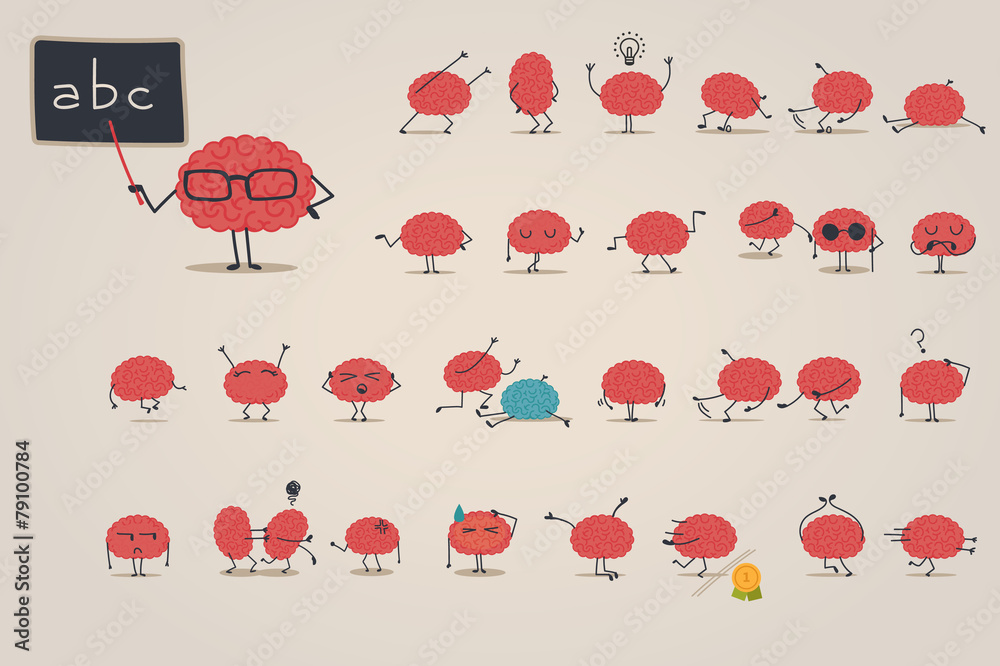 Brain Character set Stock Vector | Adobe Stock