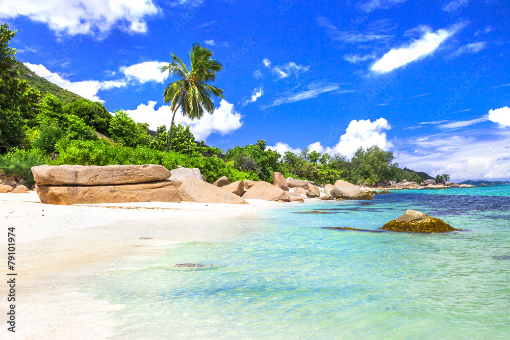 azure beaches of tropical islands. Seychelles Stock Photo | Adobe Stock
