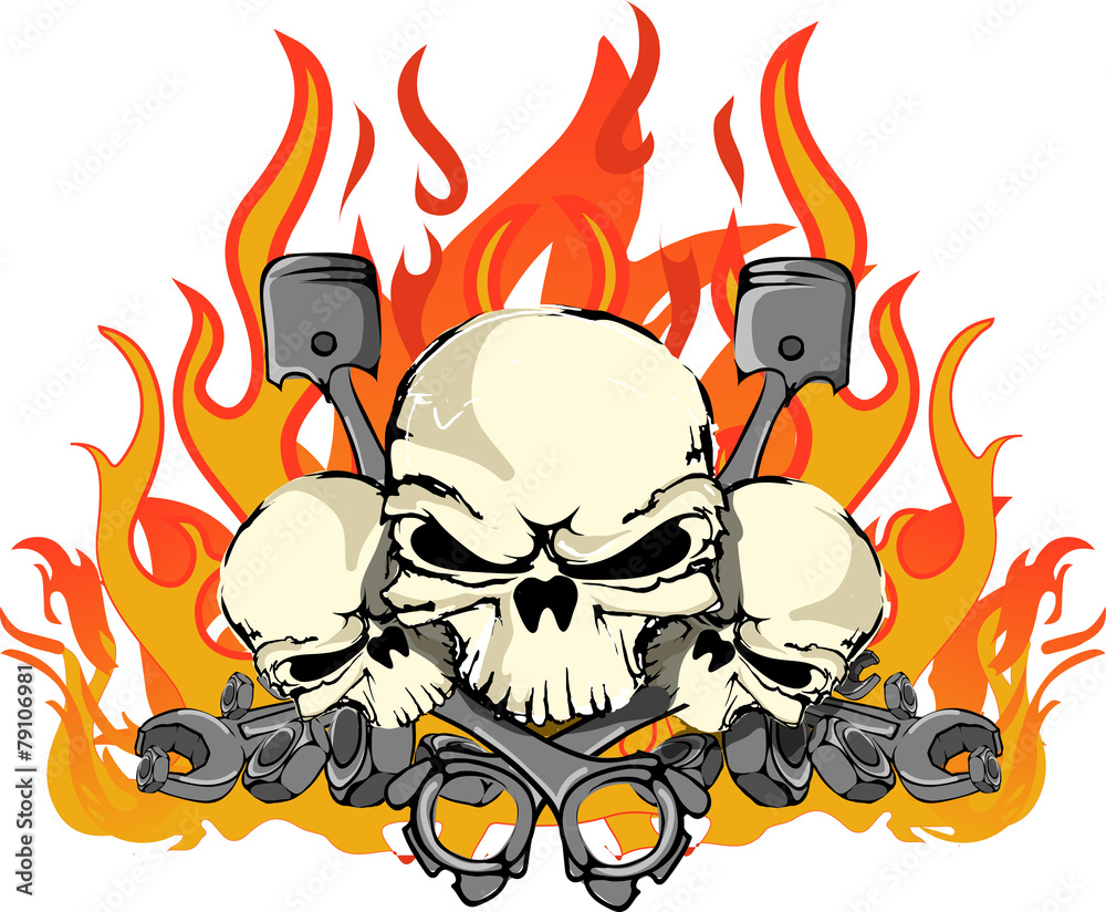 Skull simbol mechanic motive Stock Vector | Adobe Stock