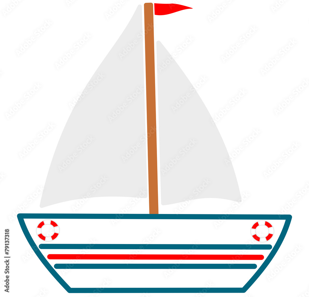 Cute boat cartoon illustration Stock Illustration | Adobe Stock