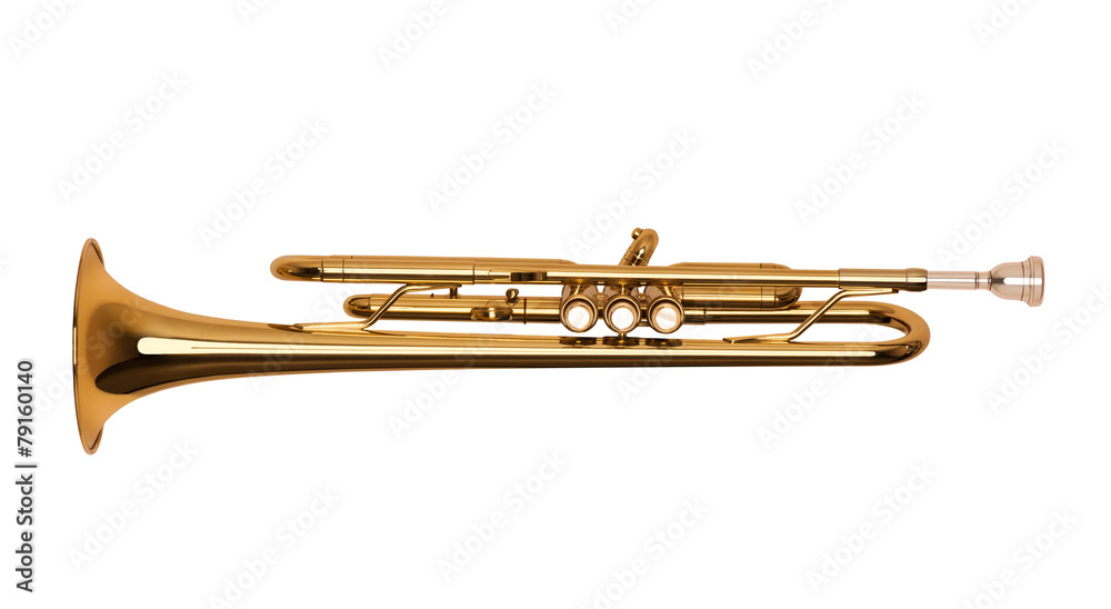 golden brass trumpet valves top view isolated on white backgroun Stock ...