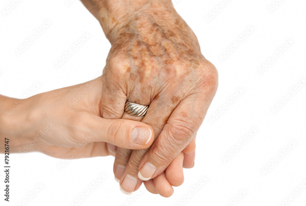 Alte Hand hält junge Hand Photos | Adobe Stock