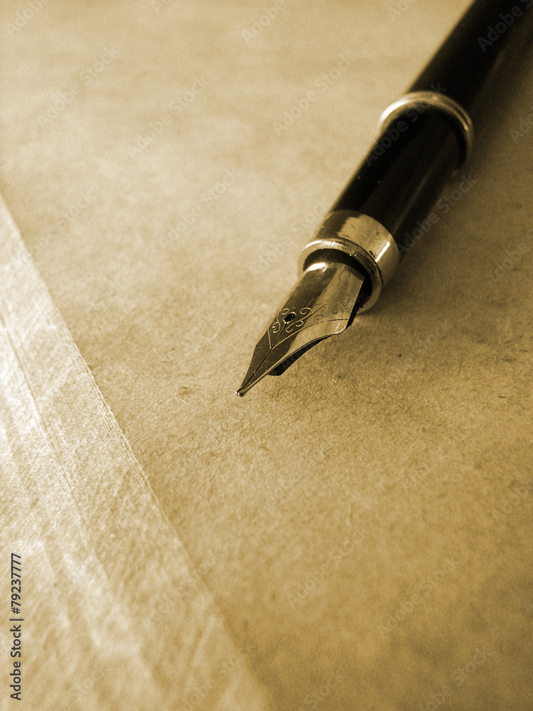 writing hand pen on old paper Stock Photo | Adobe Stock