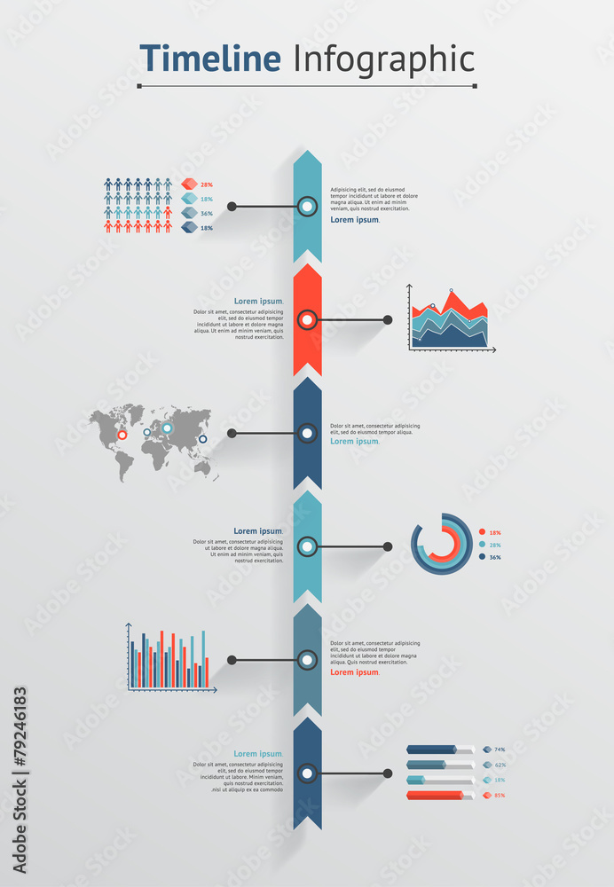 Timeline vector infographic. World map Stock Vector | Adobe Stock
