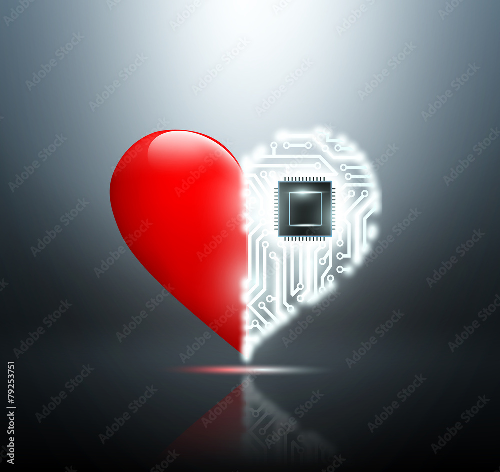 human heart with the circuit board inside Stock Vector | Adobe Stock