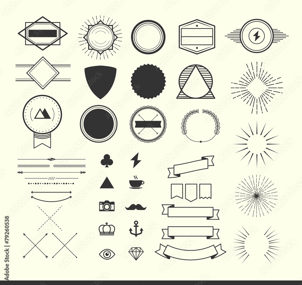 set of vintage elements for making logos, badges and labels Stock ...