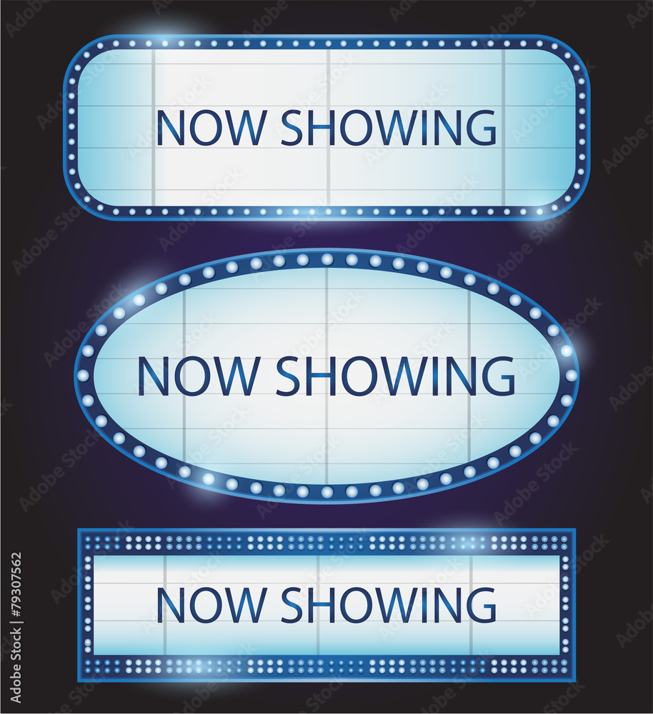 Retro Showtime Sign Theatre cinema Vector illustration Stock Vector ...