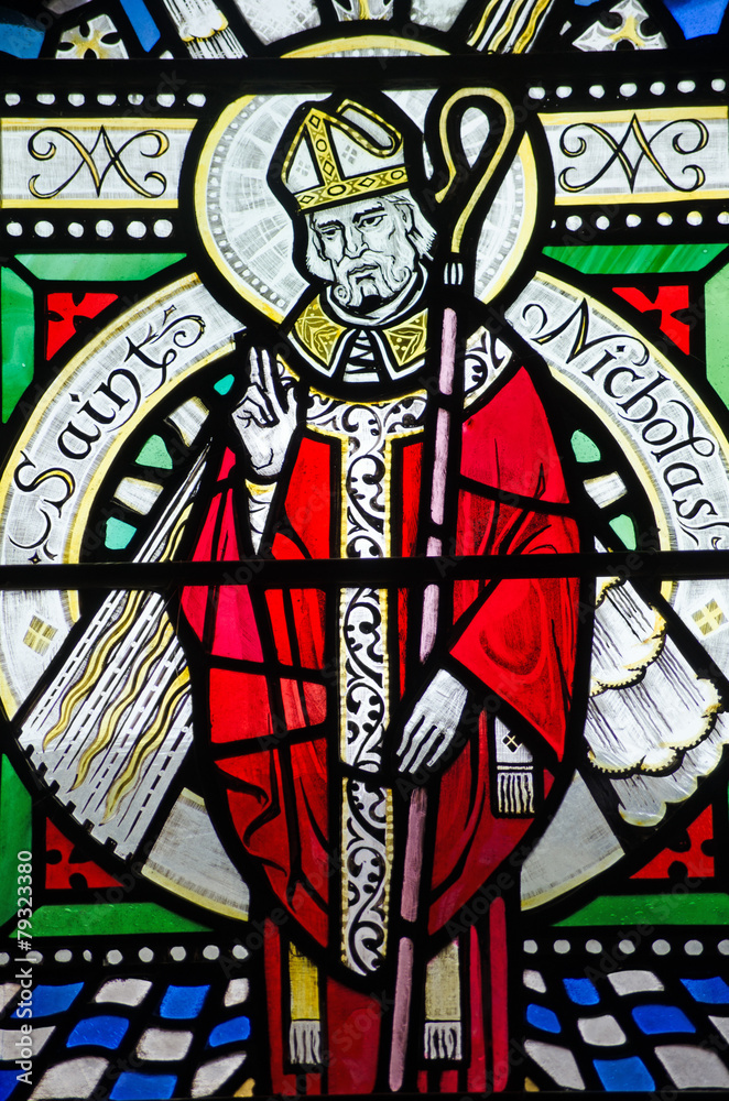 Saint Nicholas Stained Glass Window Stock Photo | Adobe Stock