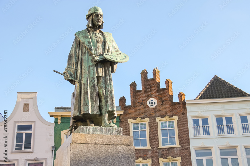 Monument of famous painter Hieronymus Bosch in s-Hertogenbosch. Stock ...