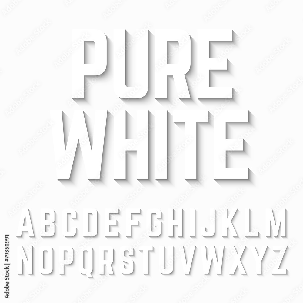 Pure White alphabet shadow Stock Vector | Adobe Stock