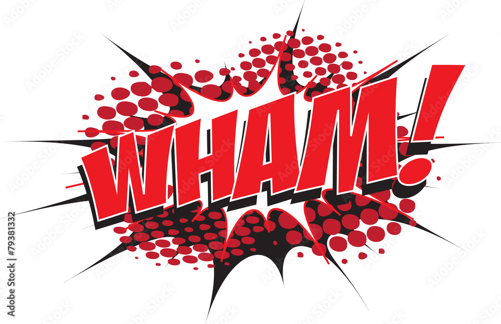 WHAM! wording sound effect set design for comic background Stock Vector ...