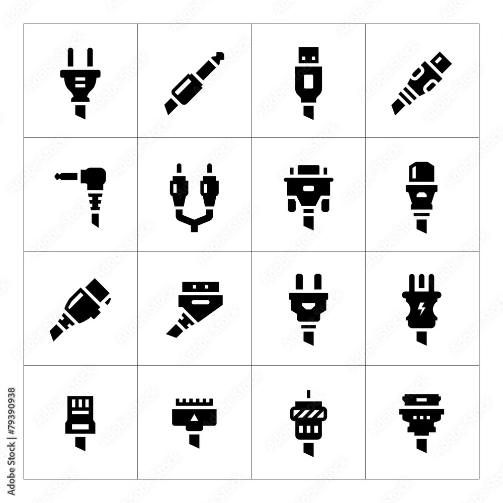 Set icons of plugs and connectors Stock-Vektorgrafik | Adobe Stock