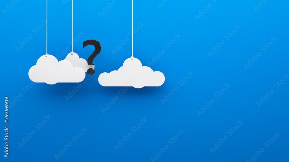 Question mark in the clouds blue heaven background Where is God? Stock ...