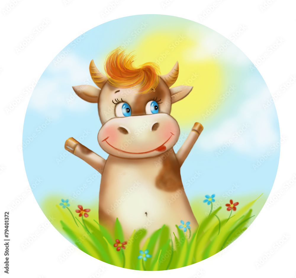 cartoon Happy cow Stock Illustration | Adobe Stock
