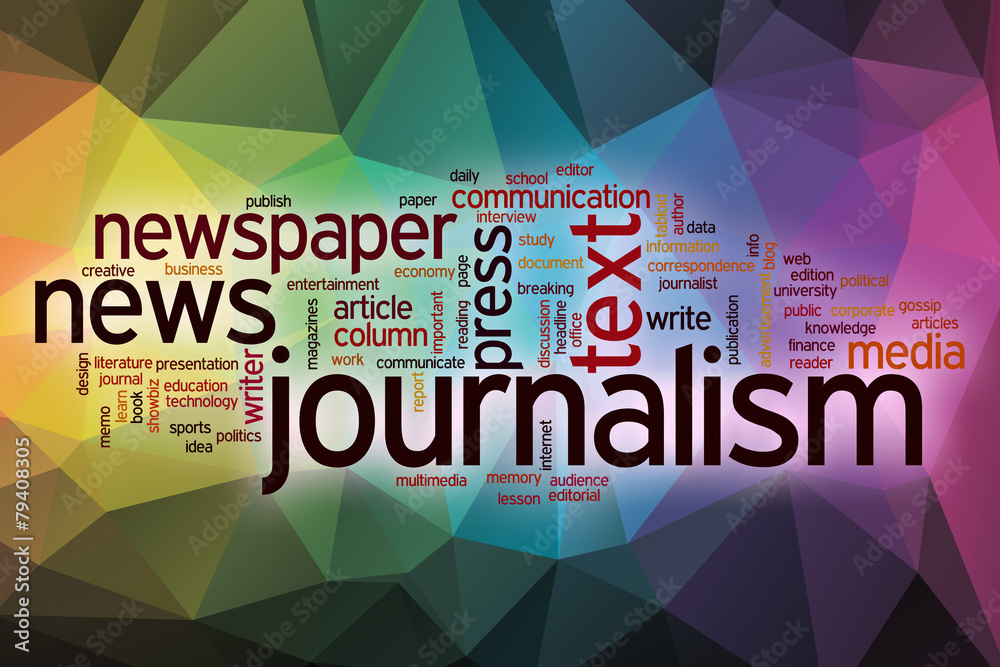 Journalism word cloud with abstract background Stock Illustration ...