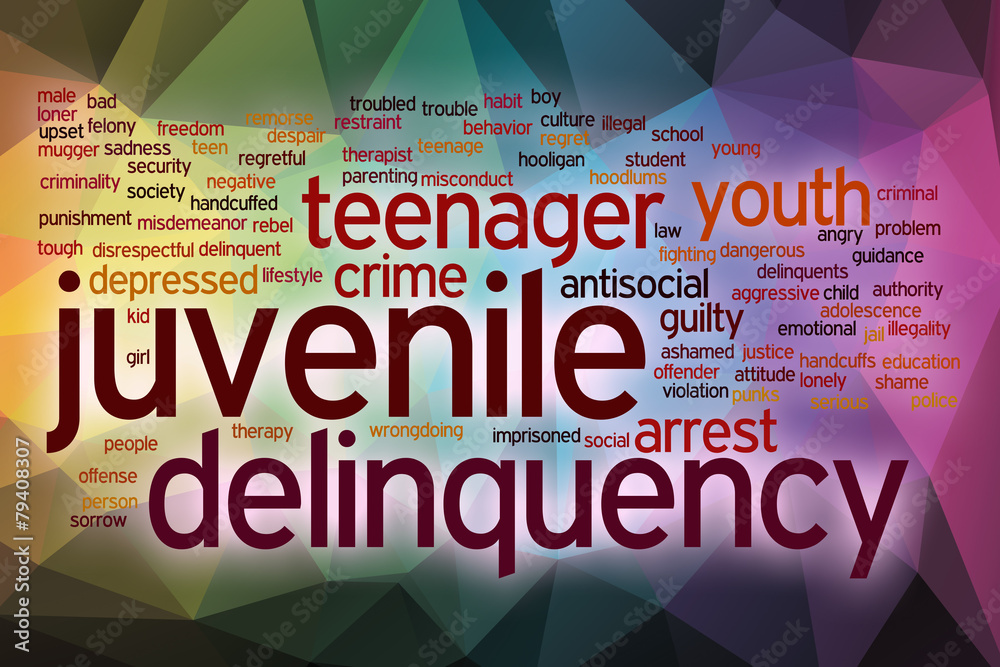 Juvenile delinquency word cloud with abstract background Stock ...