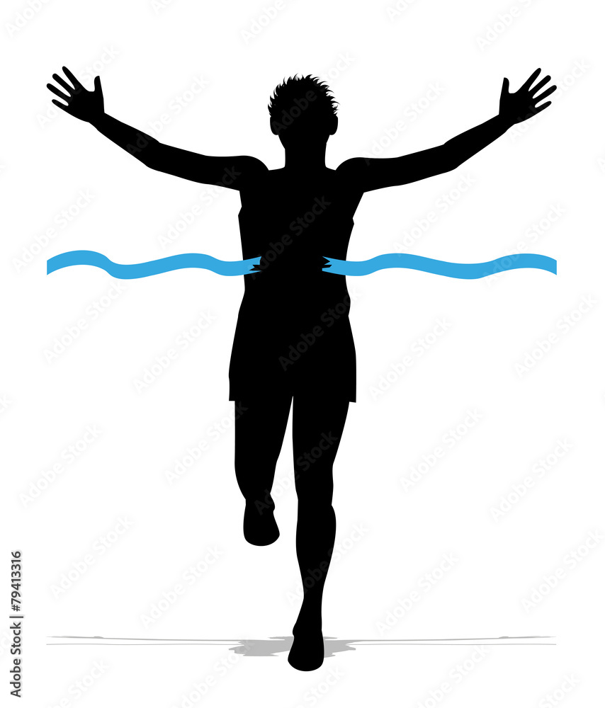silhouette di corridore che taglia il traguardo Stock Vector | Adobe Stock