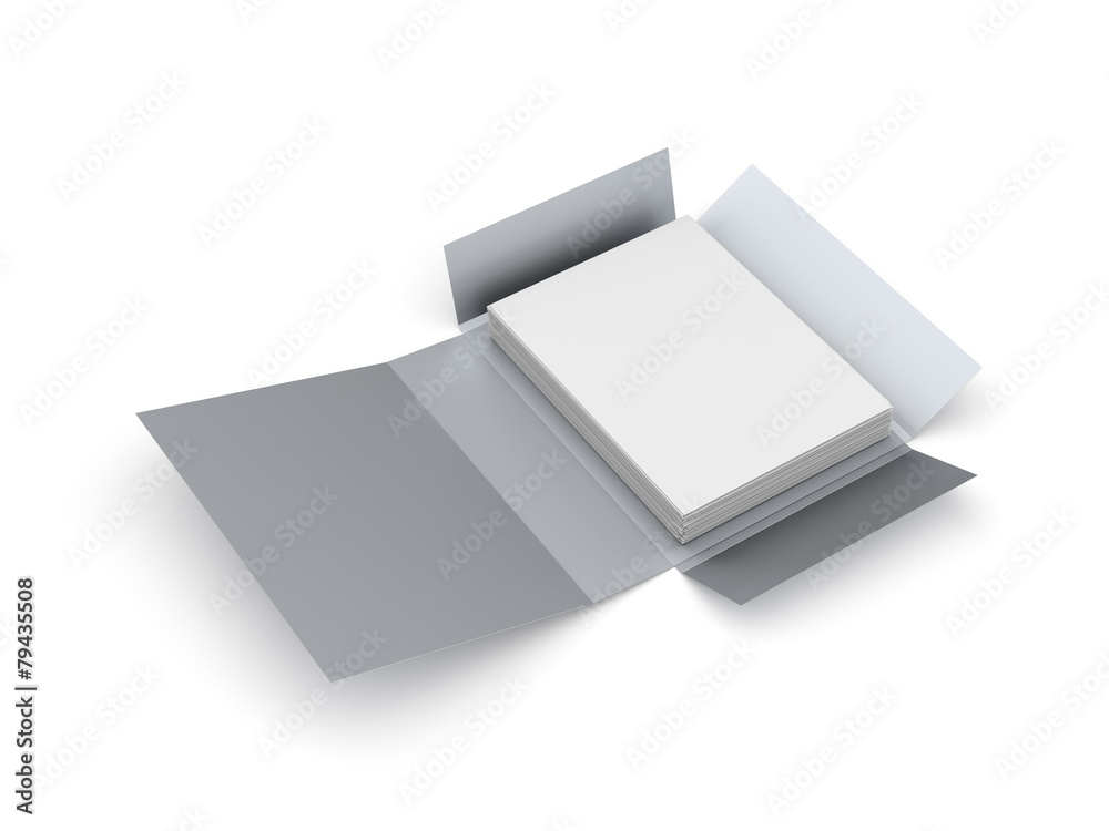 open blank A4 size folder composition with pile of paper sheets ...