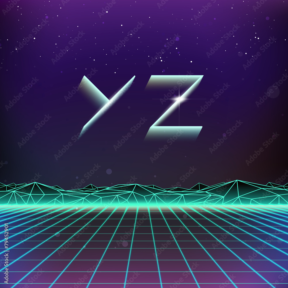 80s Retro Futurism Geometric Font from Y to Z Stock Vector | Adobe Stock